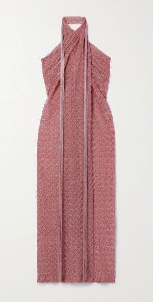 MISSONI - Metallic crochet-knit halterneck maxi dress