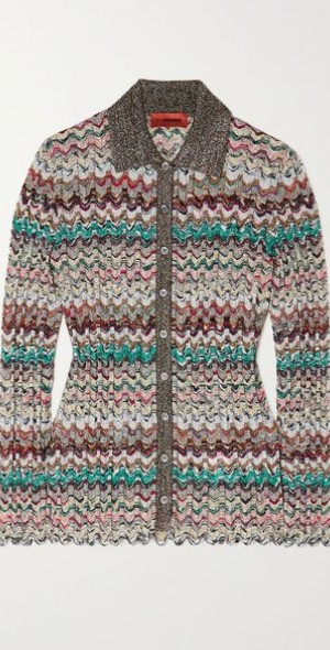 MISSONI - Metallic striped crochet-knit shirt