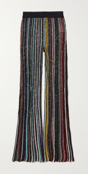 MISSONI - Sequin-embellished striped crochet-knit straight-leg pants