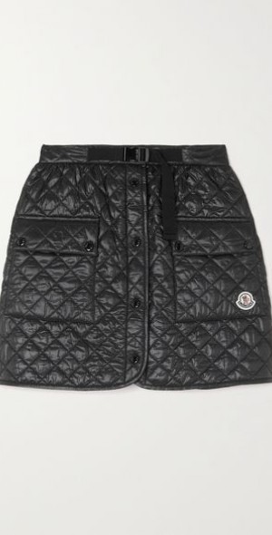 MONCLER - Quilted padded webbing-trimmed shell mini skirt
