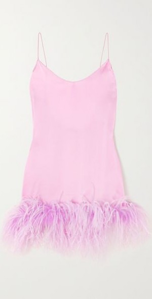 OSÉREE - Feather-trimmed duchesse-satin mini dress