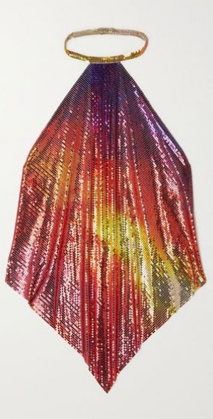 PACO RABANNE - Backless ombré chainmail halterneck top