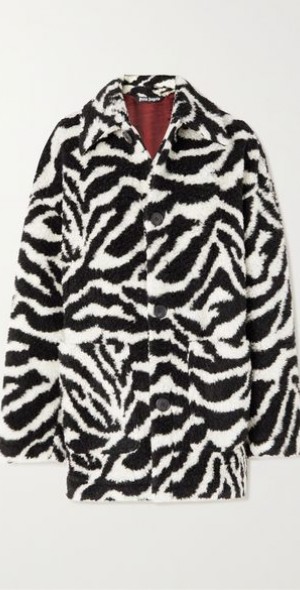 PALM ANGELS - Zebra-print faux fur coat