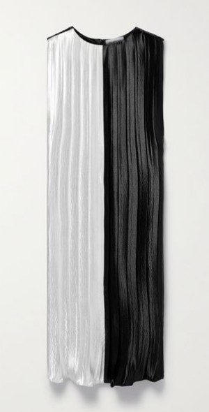 PARTOW - Colette two-tone pleated hammered-satin midi dress