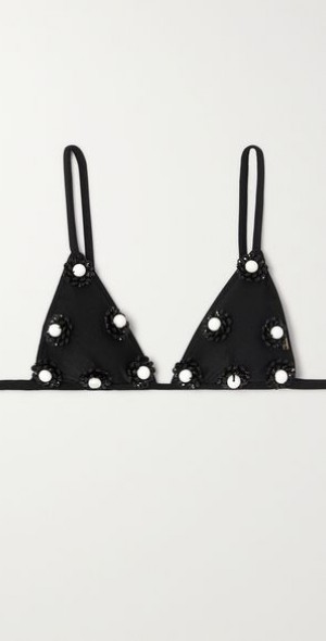 PATBO - Flower embellished triangle bikini top