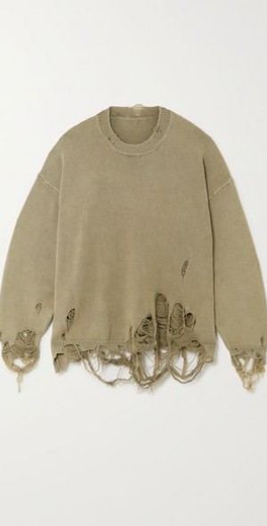 R13 - Oversized distressed cotton sweater