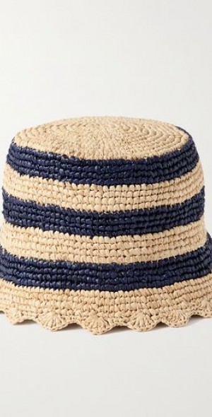 RABANNE - Striped raffia bucket hat