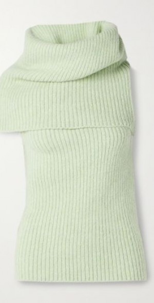 RICK OWENS - Draped ribbed-knit turtleneck sweater
