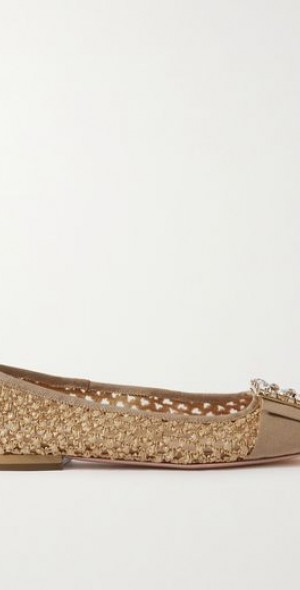 ROGER VIVIER - Très Vivier crystal-embellished grosgrain-trimmed raffia ...