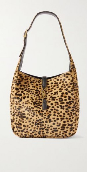 SAINT LAURENT - Le 5 À 7 embellished leather-trimmed leopard-print pony ...