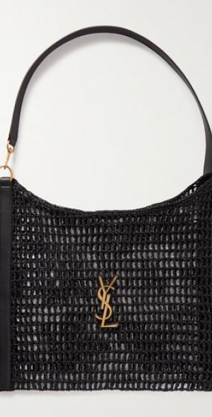 SAINT LAURENT - Oxalis leather-trimmed raffia shoulder bag