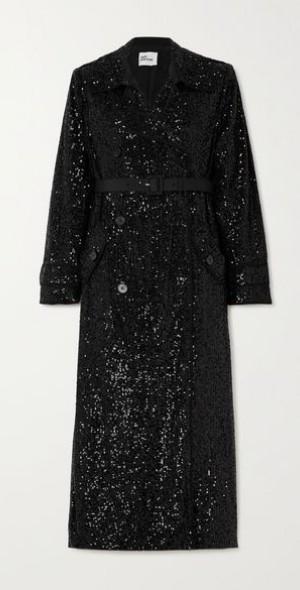 SELF-PORTRAIT - Belted sequined crepe trench coat