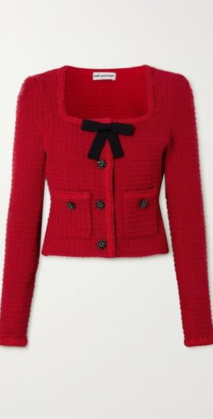 SELF-PORTRAIT - Cropped embellished metallic bouclé-tweed jacket