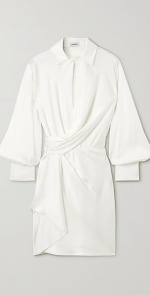 SIMKHAI - Talit wrap-effect draped duchesse-satin mini dress