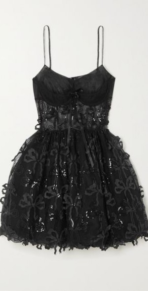 SIMONE ROCHA - Appliquéd sequin-embellished tulle mini dress