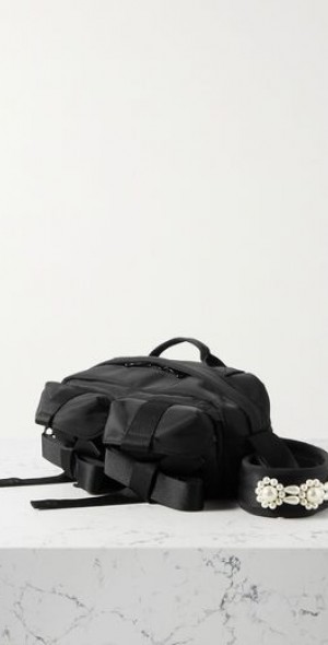 SIMONE ROCHA - Bow and faux pearl-embellished shell belt bag