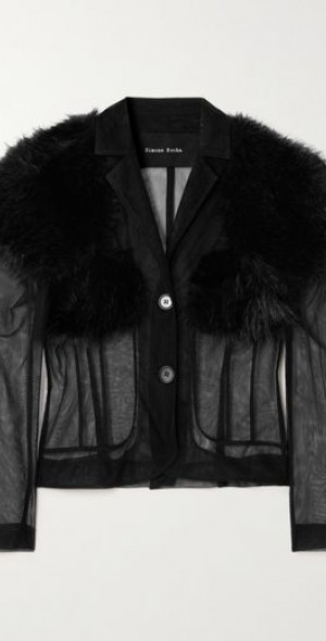 SIMONE ROCHA - Faux fur-trimmed tulle jacket