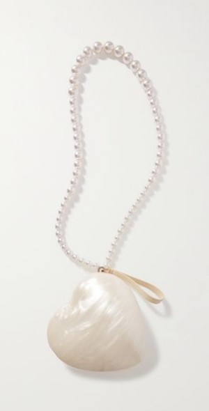 SIMONE ROCHA - Heart faux pearl-embellished marbled acrylic clutch