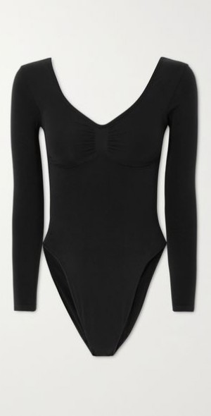 SKIMS - Seamless Sculpt Long Sleeve Low Back Briefs Bodysuit - Onyx