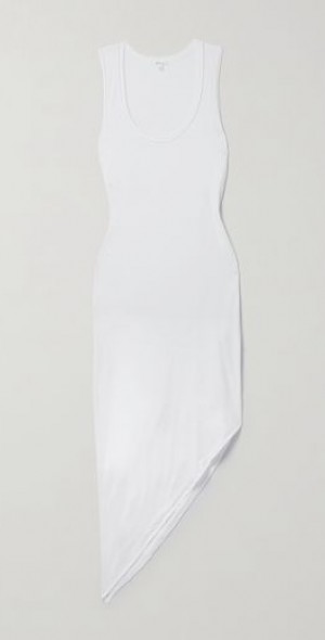 SKIN - + NET SUSTAIN Evaline asymmetric organic Pima cotton-jersey midi ...