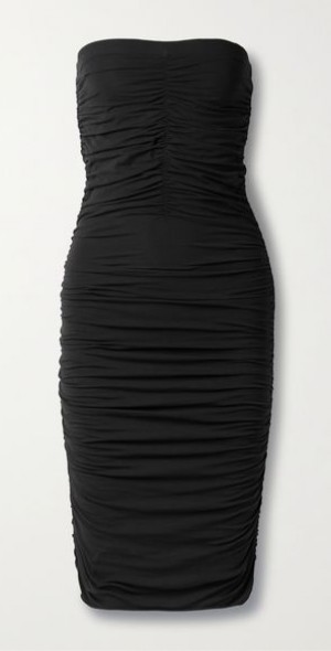 SKIN - + NET SUSTAIN Maia strapless ruched organic Pima cotton-blend ...