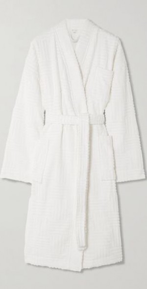 SKIN - Serenity belted organic cotton-jacquard robe