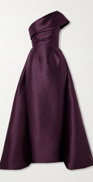 SOLACE LONDON - Alba one-shoulder draped satin-twill gown
