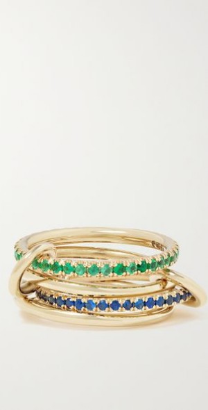 SPINELLI KILCOLLIN - Sonny set of four 18-karat gold, emerald and ...
