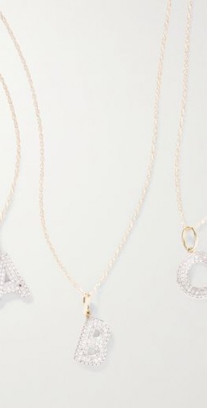 STONE AND STRAND - Bold Initial 10-karat gold diamond necklace