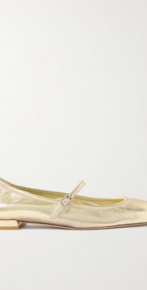 STUART WEITZMAN - Claris crystal-embellished metallic leather Mary Jane ...