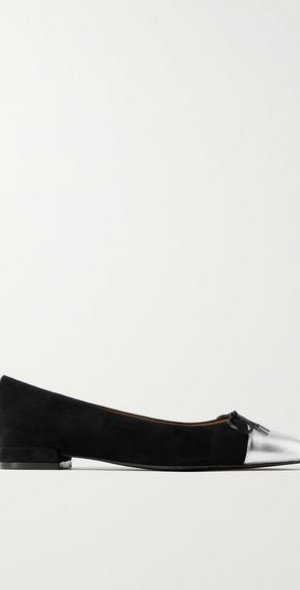 STUART WEITZMAN - Suede and metallic leather ballet flats