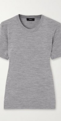 Theory - Colorblock Linen Blend T-Shirt in Baltic Multi