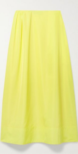 TIBI - Gathered shell midi skirt