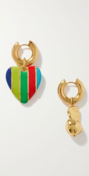 TIMELESS PEARLY - Gold-tone enamel hoop earrings