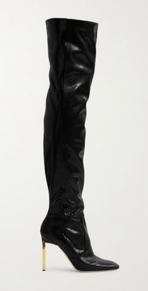 TOM FORD - Snake-effect patent-leather over-the-knee boots