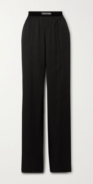 TOM FORD - Velvet-trimmed satin pants