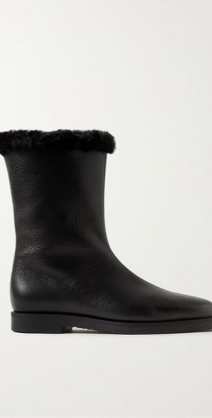 TOTEME - The Off-Duty faux fur-lined textured-leather boots