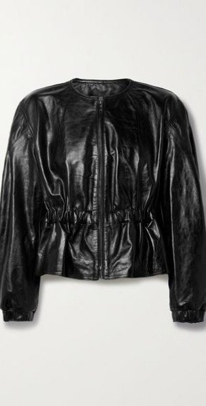 ULLA JOHNSON - Briar cropped glossed-leather jacket