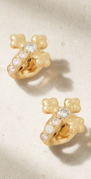 UNIFORM OBJECT - Cross 18-karat gold diamond earrings