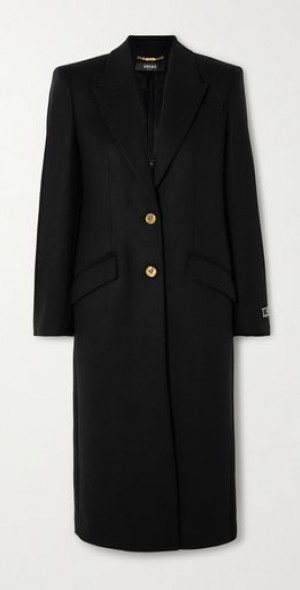 VERSACE - Embellished wool-blend coat