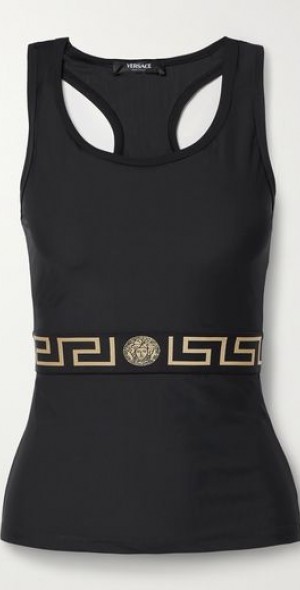 VERSACE - Jacquard-trimmed stretch-jersey tank