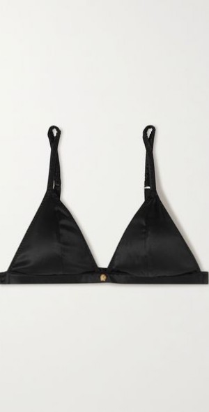 VERSACE - Medusa embellished silk-blend satin soft-cup triangle bra