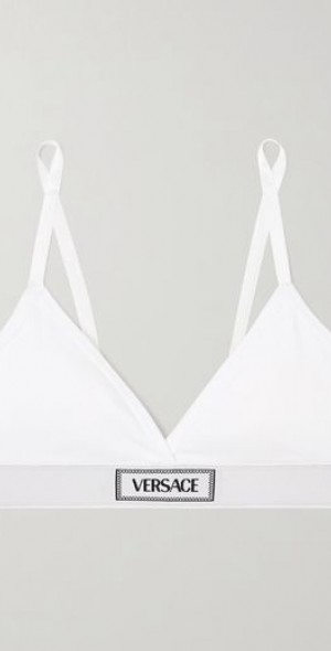 VERSACE - Ribbed stretch-cotton soft-cup triangle bra
