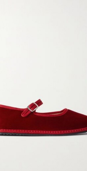 VIBI VENEZIA - Grosgrain-trimmed velvet Mary Jane slippers