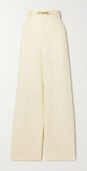Zimmermann Belted Linen Wide Leg Pants
