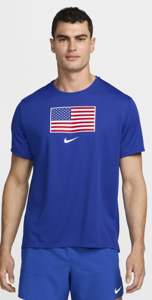 Nike - USA Miler Men's Dri-FIT Short-Sleeve Running Top in Blue ...