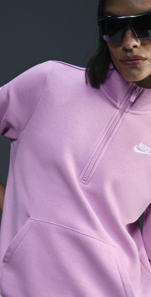 Nike - Women's Sportswear Club Fleece 1/2-Zip Sweatshirt in Pink | DQ5838-632
