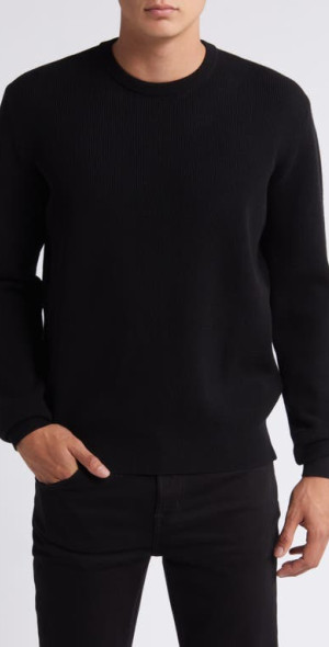 7 For All Mankind - Luxe Performance Plus Crewneck Sweater in Black