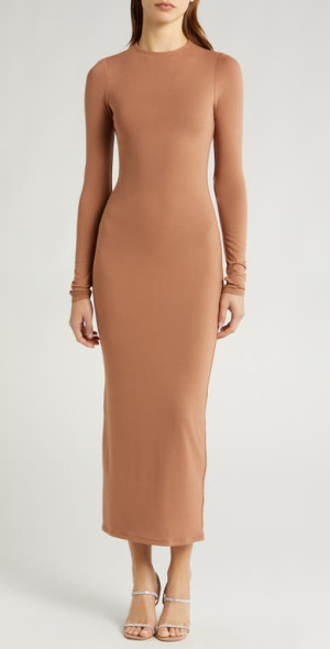 AFRM - Juniper Long Sleeve Maxi Dress in Raw Umber at Nordstrom