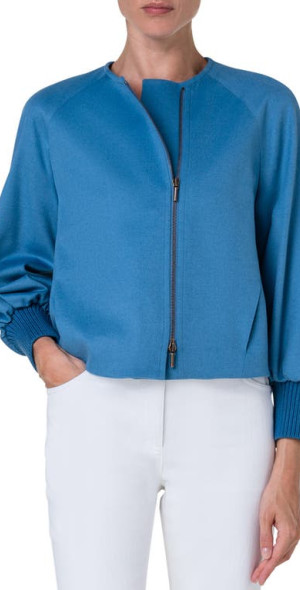 Akris punto - Virgin Wool & Cashmere Jacket in Medium Blue Denim